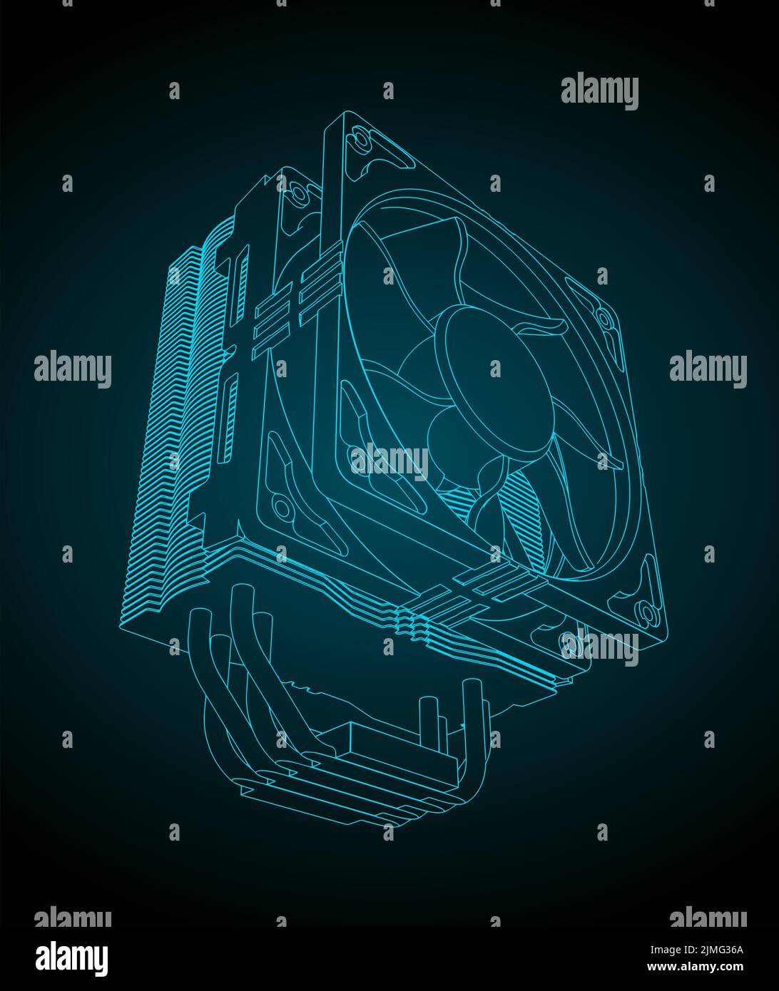 Stylized vector illustration of drawings of CPU Cooler Stock Vector ...