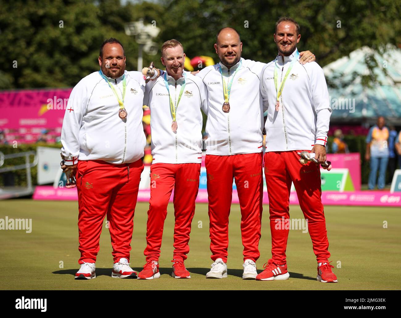 England’s Bronze medalists Louis Ridout, Nick Brett, Jamie Chestney and ...