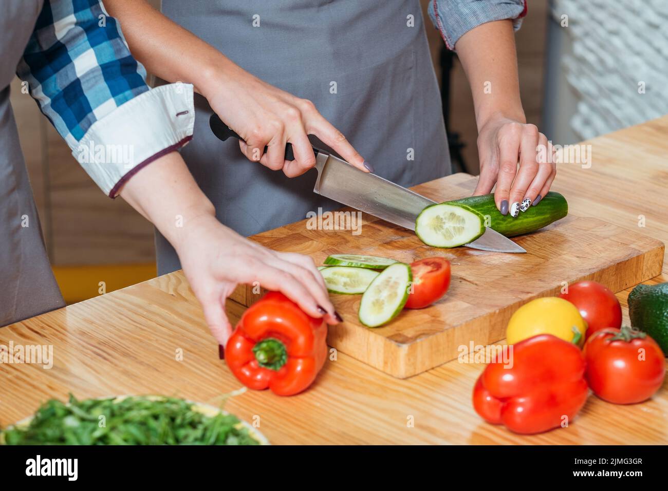 women making salad healthy nutrition lifestyle Stock Photo - Alamy
