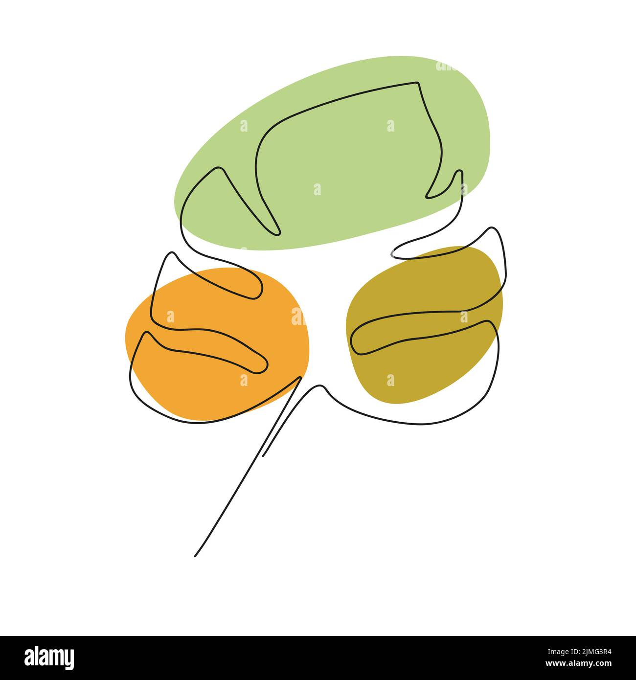 Modern leaf image in minimalism. Vector illustration in line art style ...