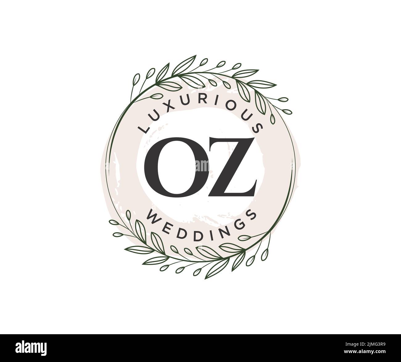 OZ Initials letter Wedding monogram logos template, hand drawn modern ...