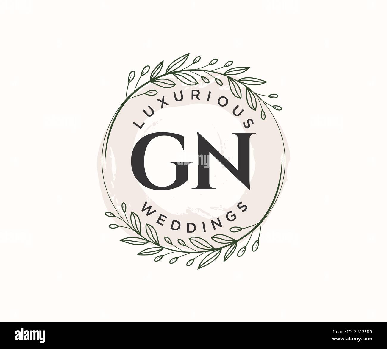 GN Initials letter Wedding monogram logos template, hand drawn modern ...