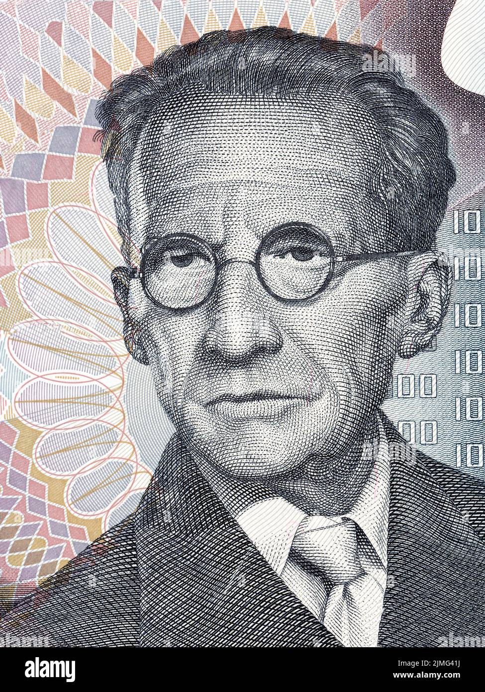 Erwin Schrodinger portrait from Austrian money - 1000 Schilling Stock ...