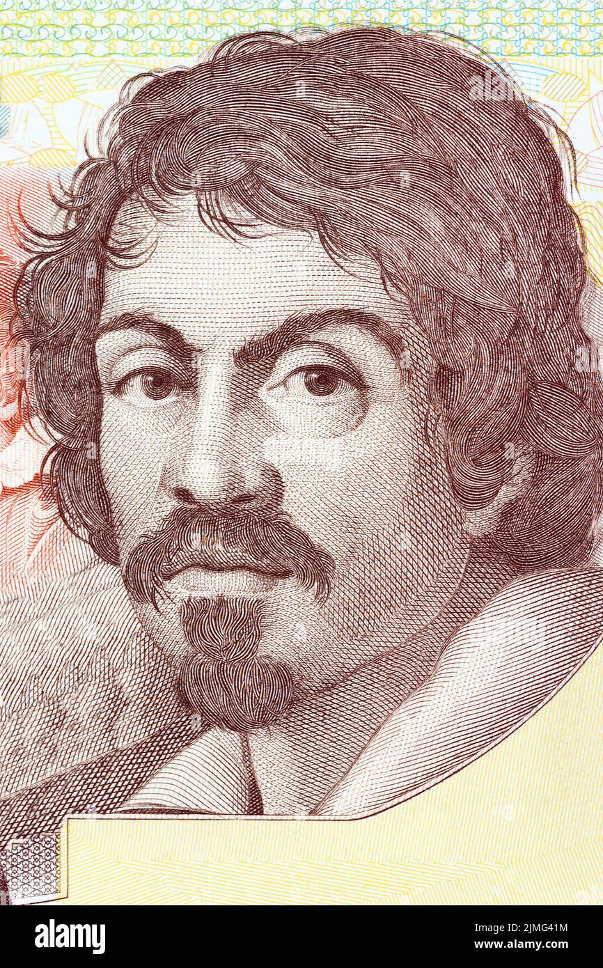 Michelangelo Merisi da Caravaggio portrait from Italian money Stock ...