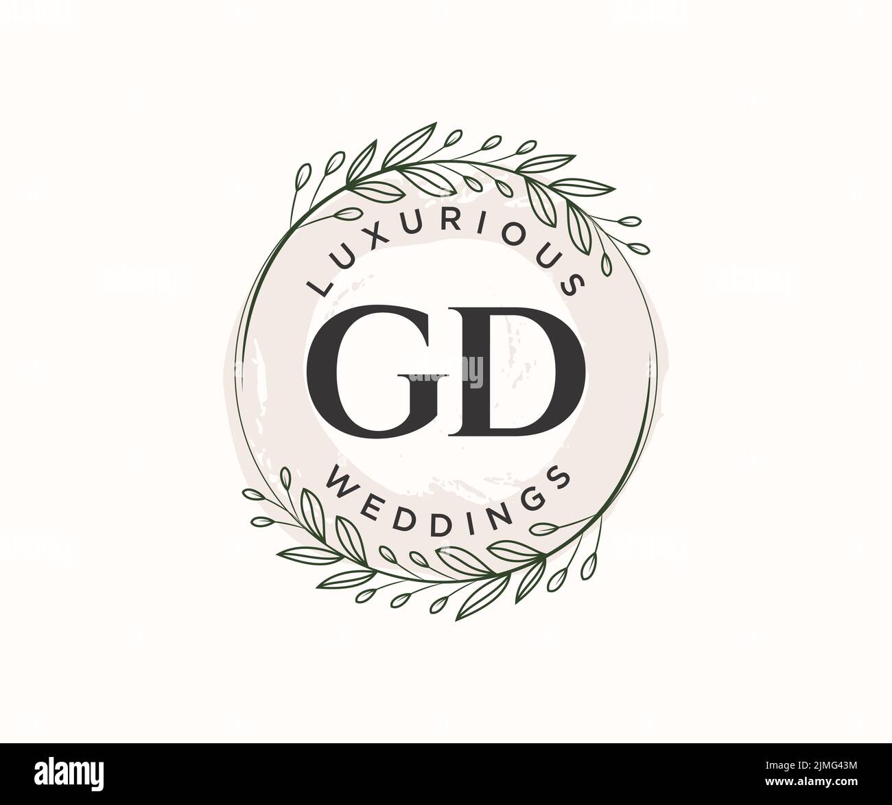 GD Initials letter Wedding monogram logos template, hand drawn modern ...