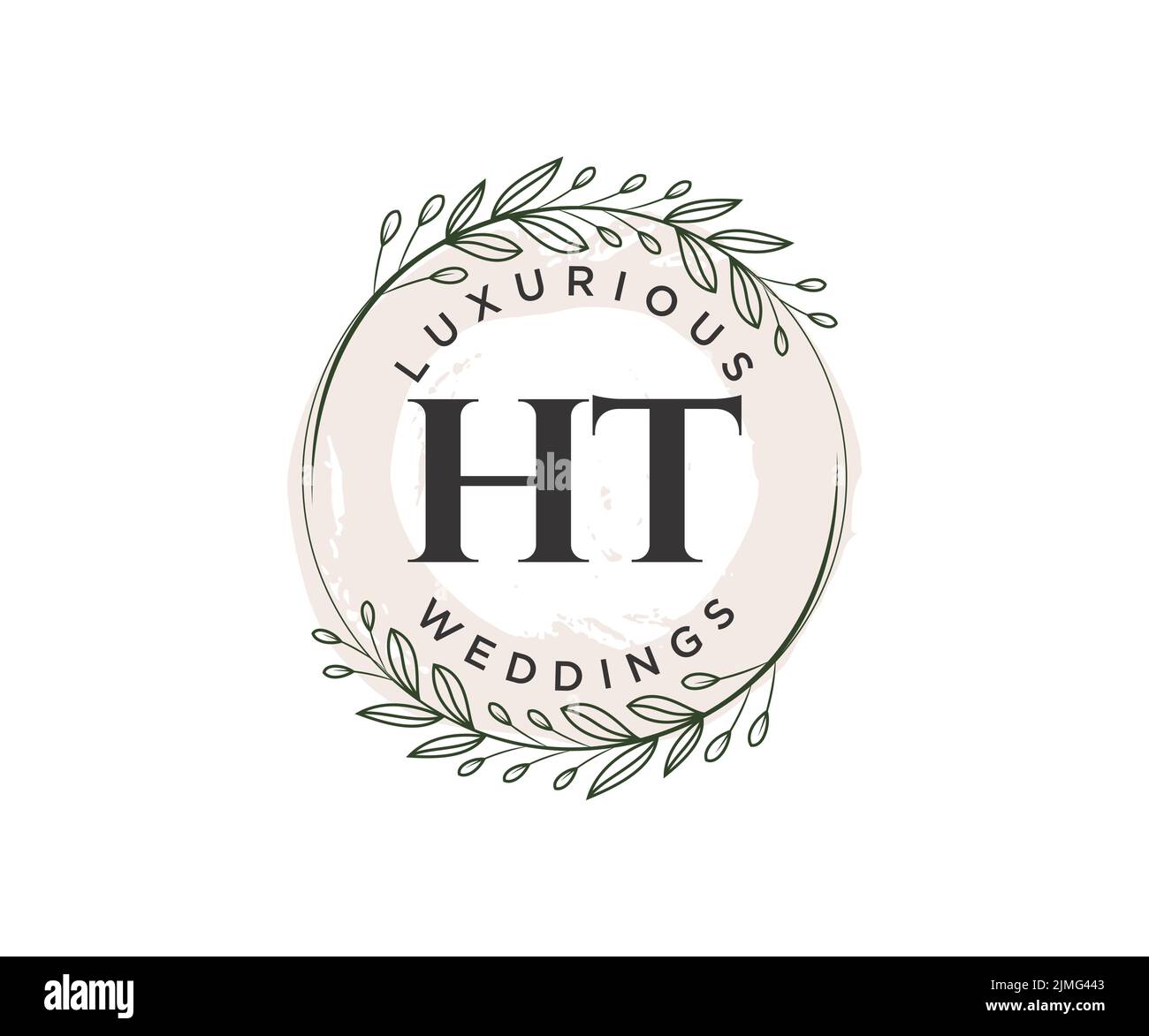 HT Initials letter Wedding monogram logos template, hand drawn modern ...