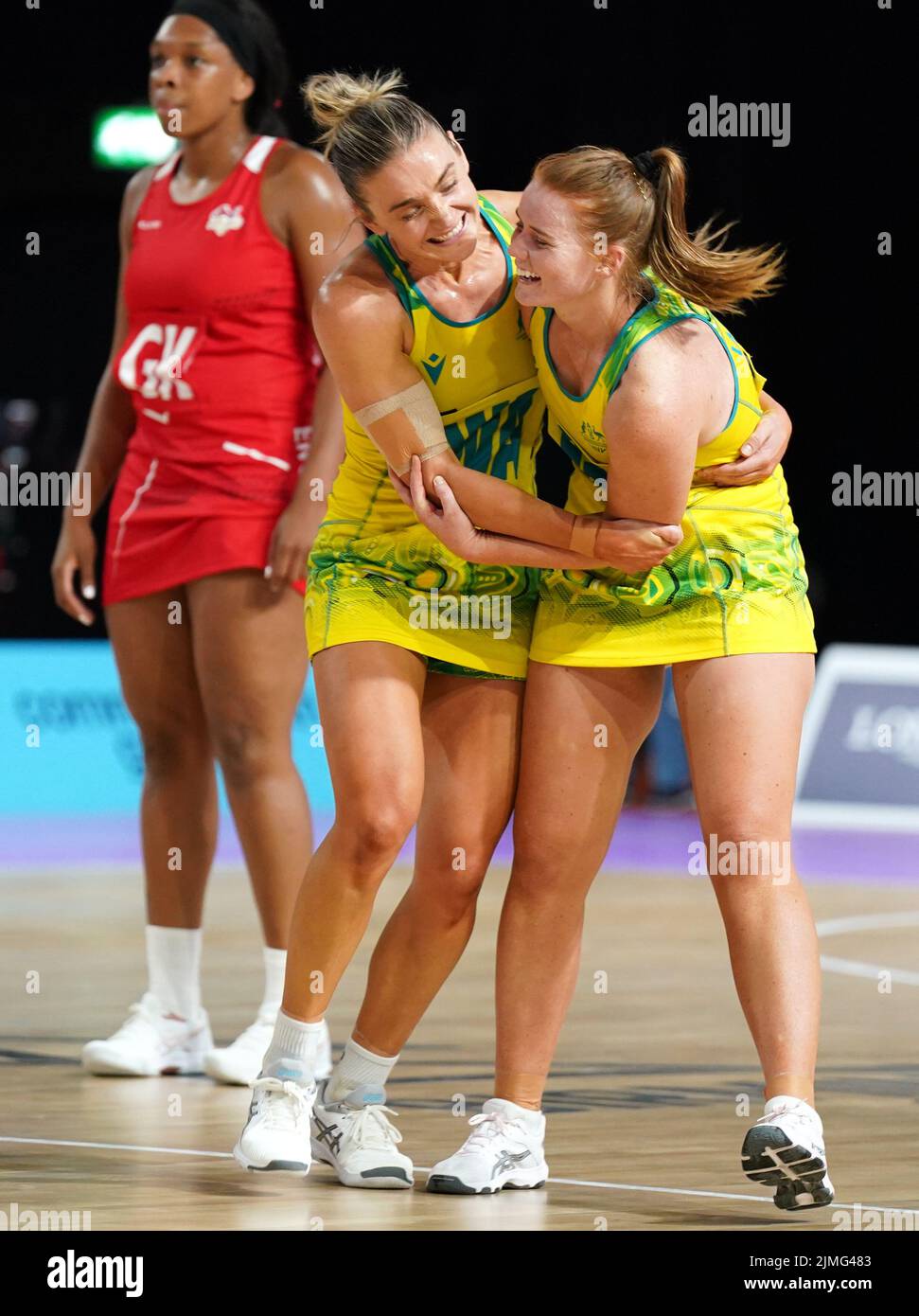 Australia's Liz Watson (centre) and Steph Wood (right) celebrate after ...
