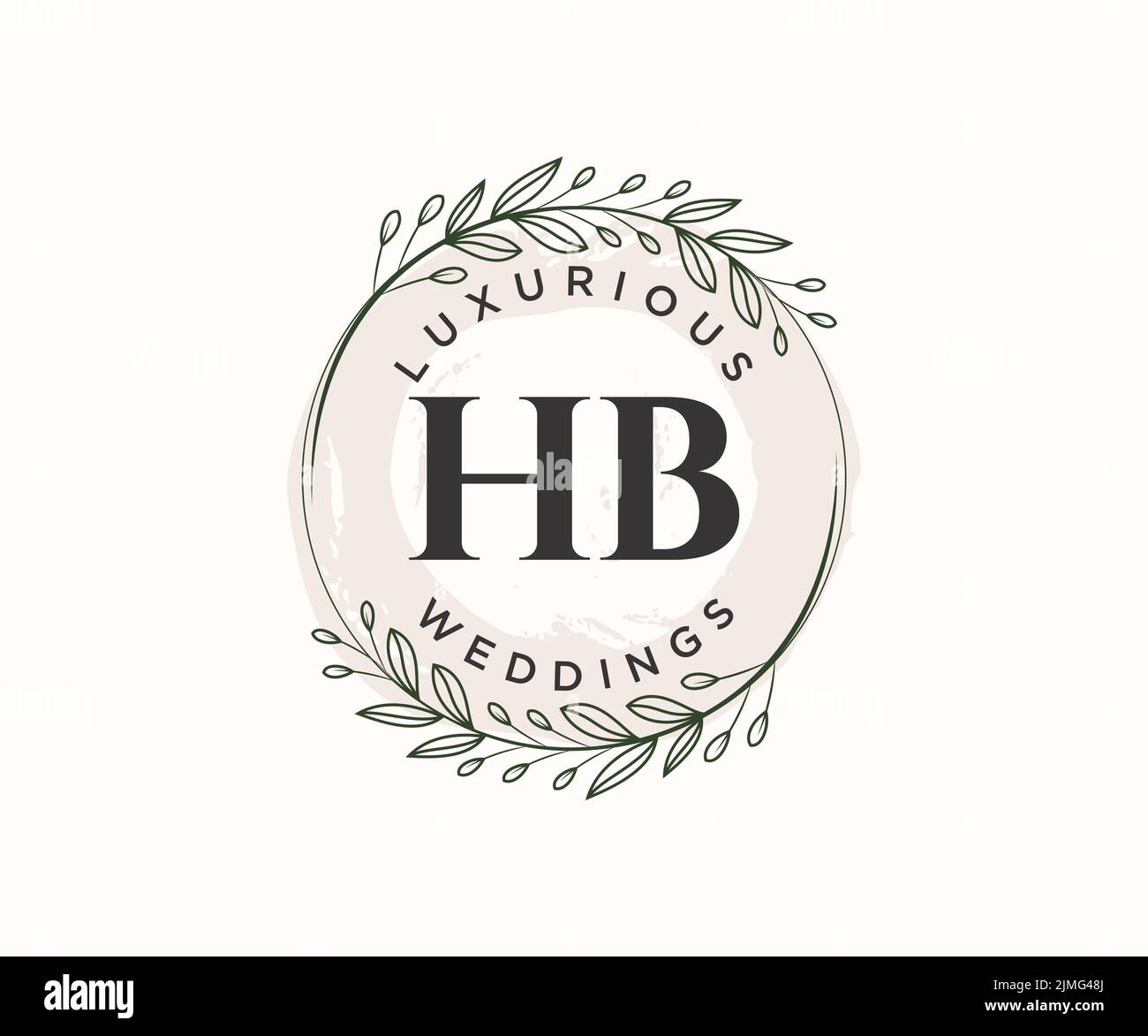 HB Initials letter Wedding monogram logos template, hand drawn modern ...