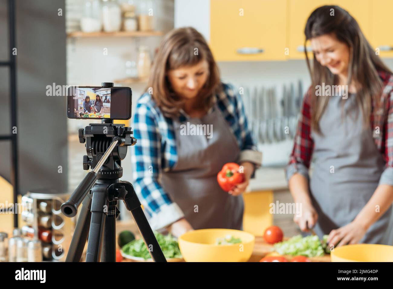 healthy eating home food cooking video blog Stock Photo - Alamy