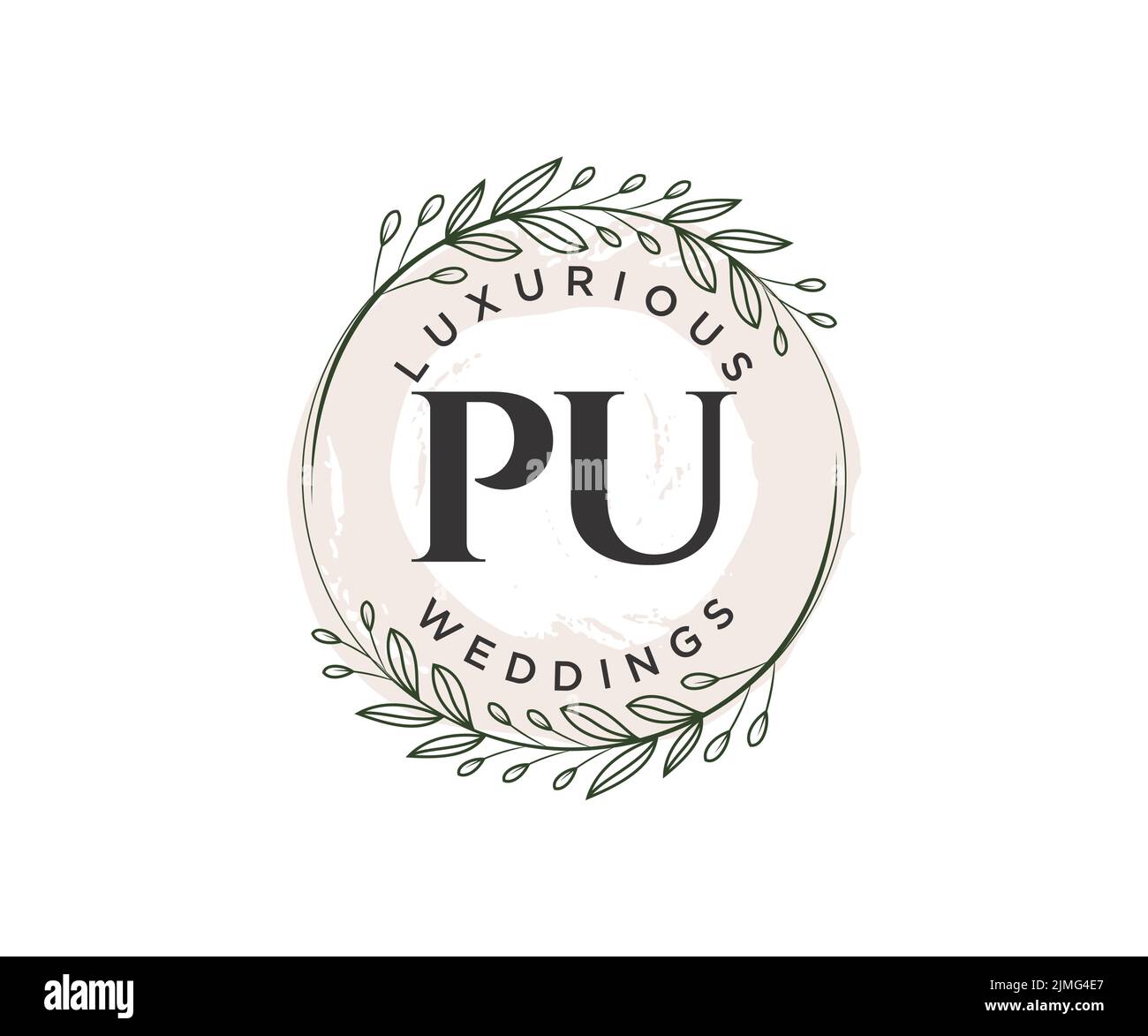 PU Initials letter Wedding monogram logos template, hand drawn modern ...