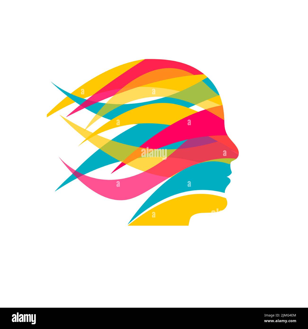 Mind icon, brain logo, digital face symbol. Profile with ribbons ...