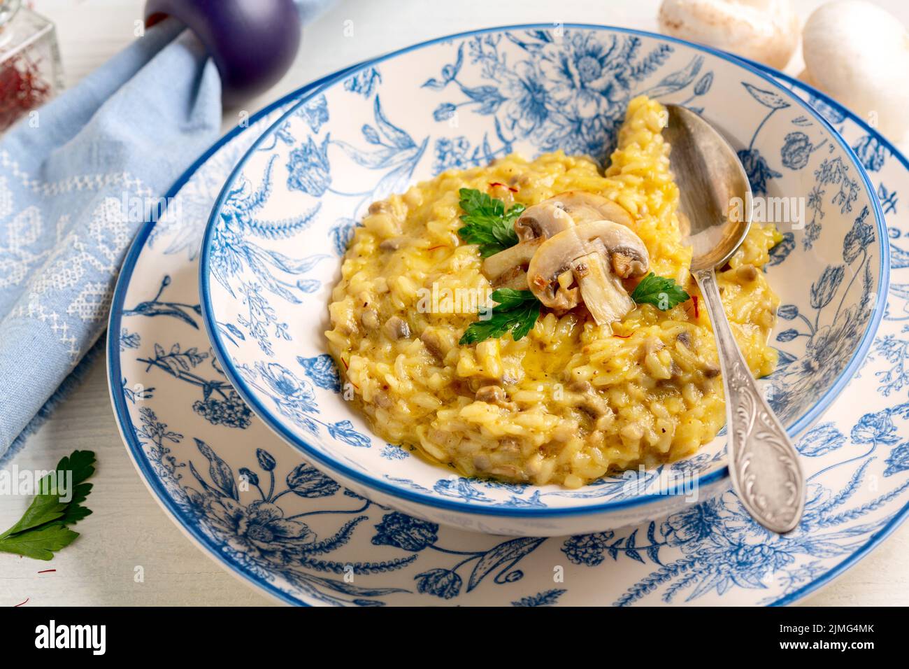 Traditional risotto with mushrooms Stock Photo - Alamy