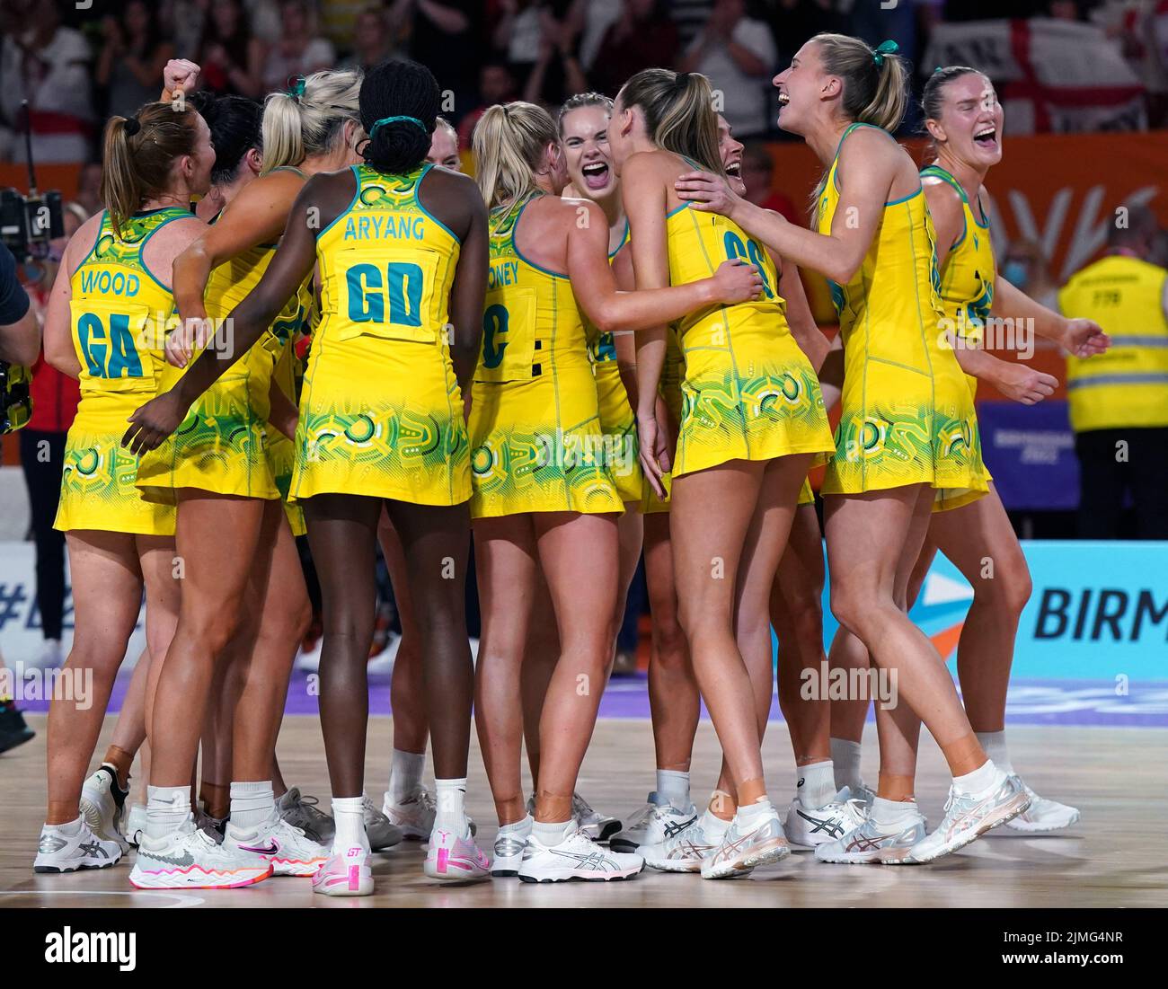Australia's Steph Wood (left) celebrates with her team-mates after the ...
