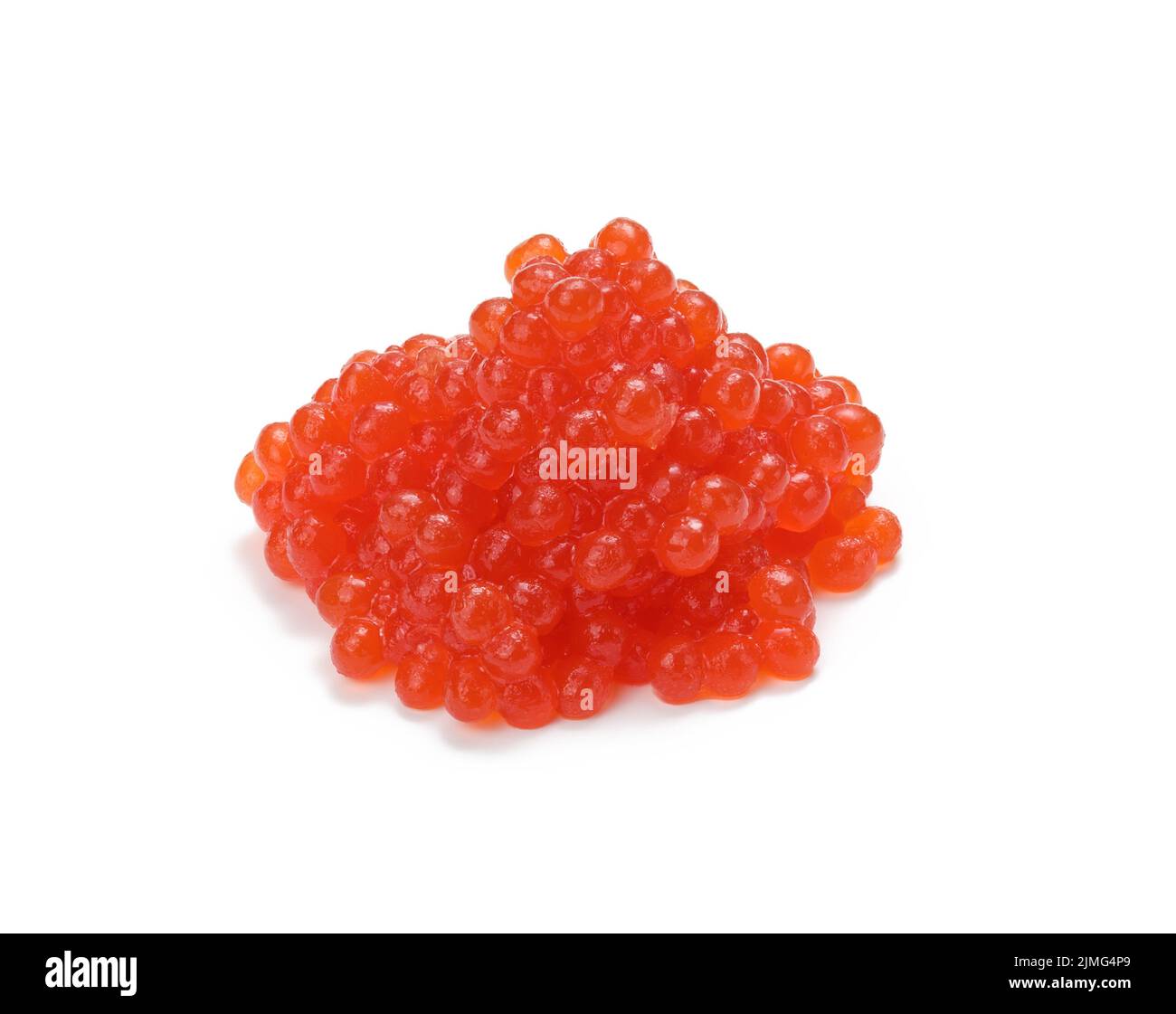 Bunch of fresh red caviar isolated on white background. Delicious and ...
