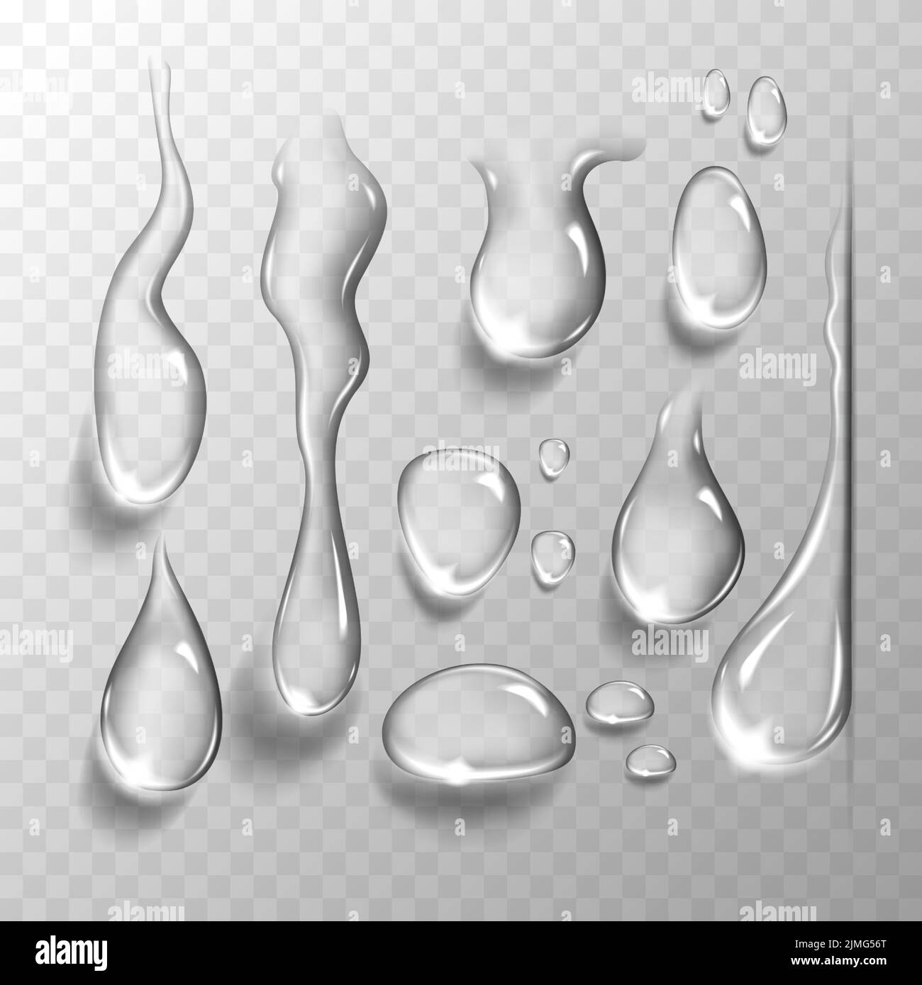 Set of water drops on transparent background. Vector illustration Stock ...