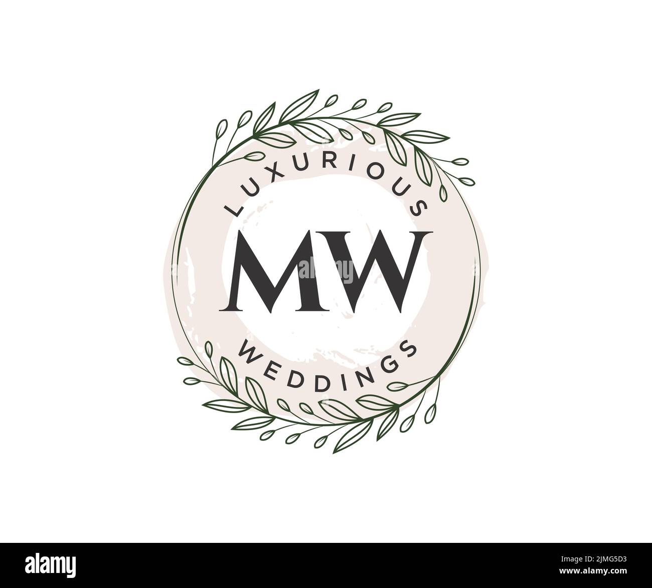 MW Initials letter Wedding monogram logos template, hand drawn modern ...