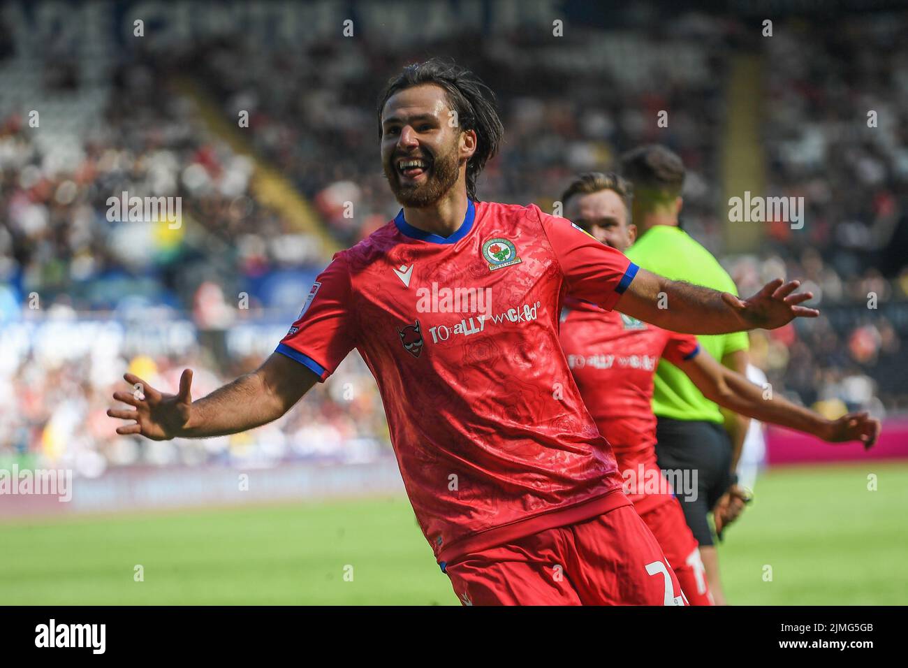 Lewis Travis (27) of Blackburn Rovers celebrates his goal to make it 0 ...