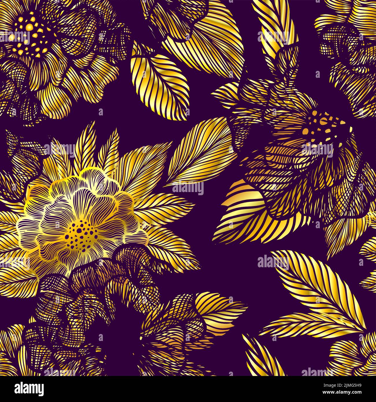 Ginkgo leaves seamless pattern Vector botanical illustration Floral ...