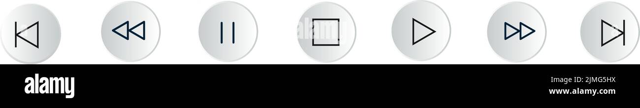 A digital vector illustration of sound and video control buttons on a ...