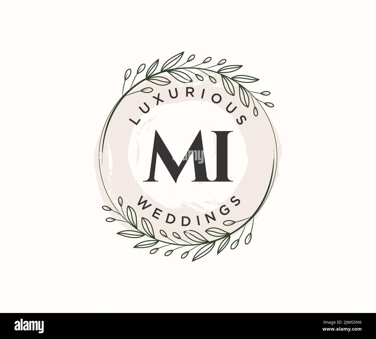 MI Initials letter Wedding monogram logos template, hand drawn modern ...
