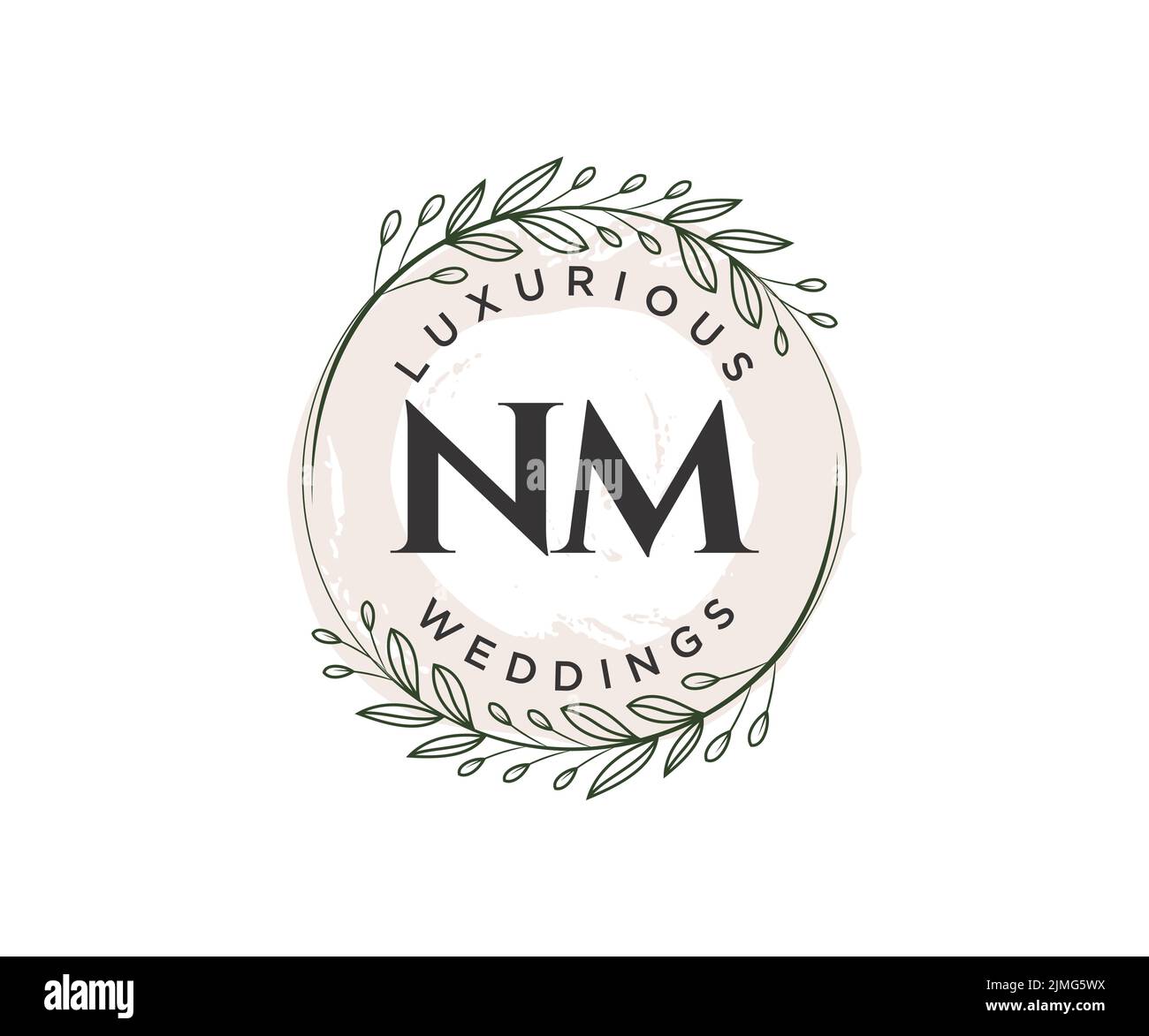 NM Initials letter Wedding monogram logos template, hand drawn modern ...