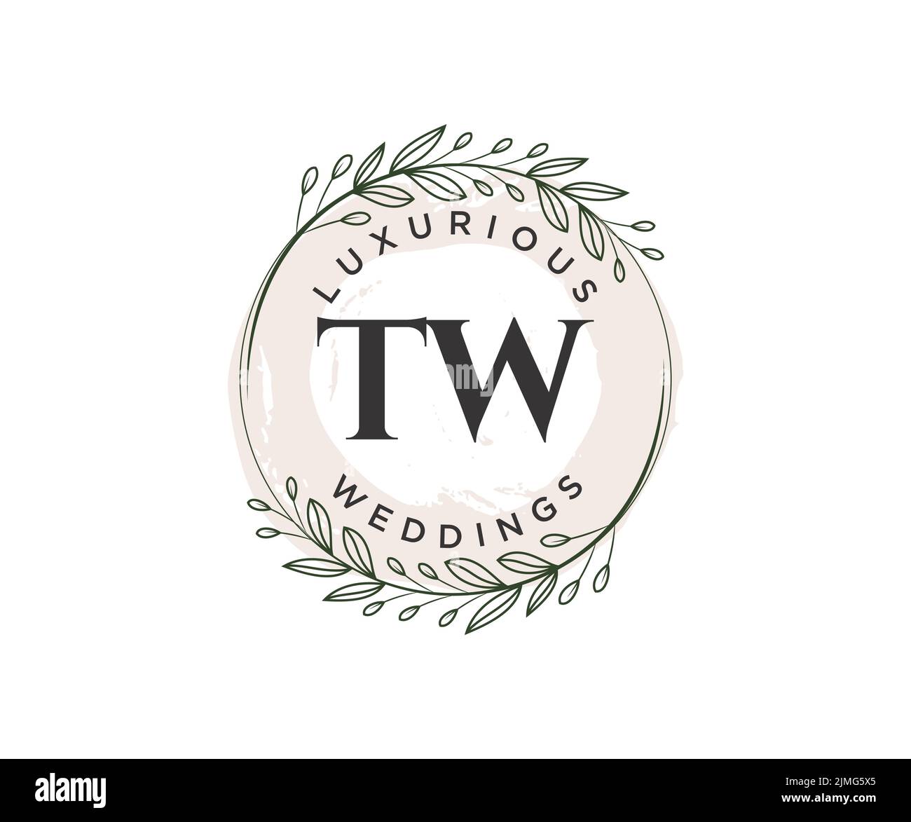 TW Initials letter Wedding monogram logos template, hand drawn modern ...