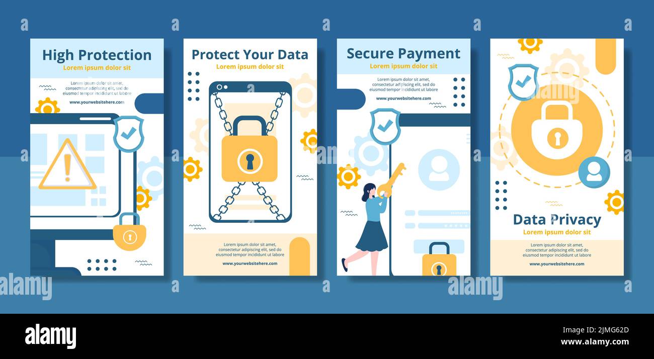 Data Privacy Social Media Stories Template Flat Cartoon Background ...