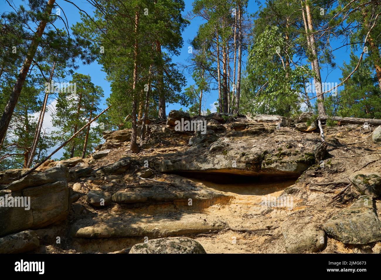 round rock formations attract climbers. sandstone rock towers polished ...