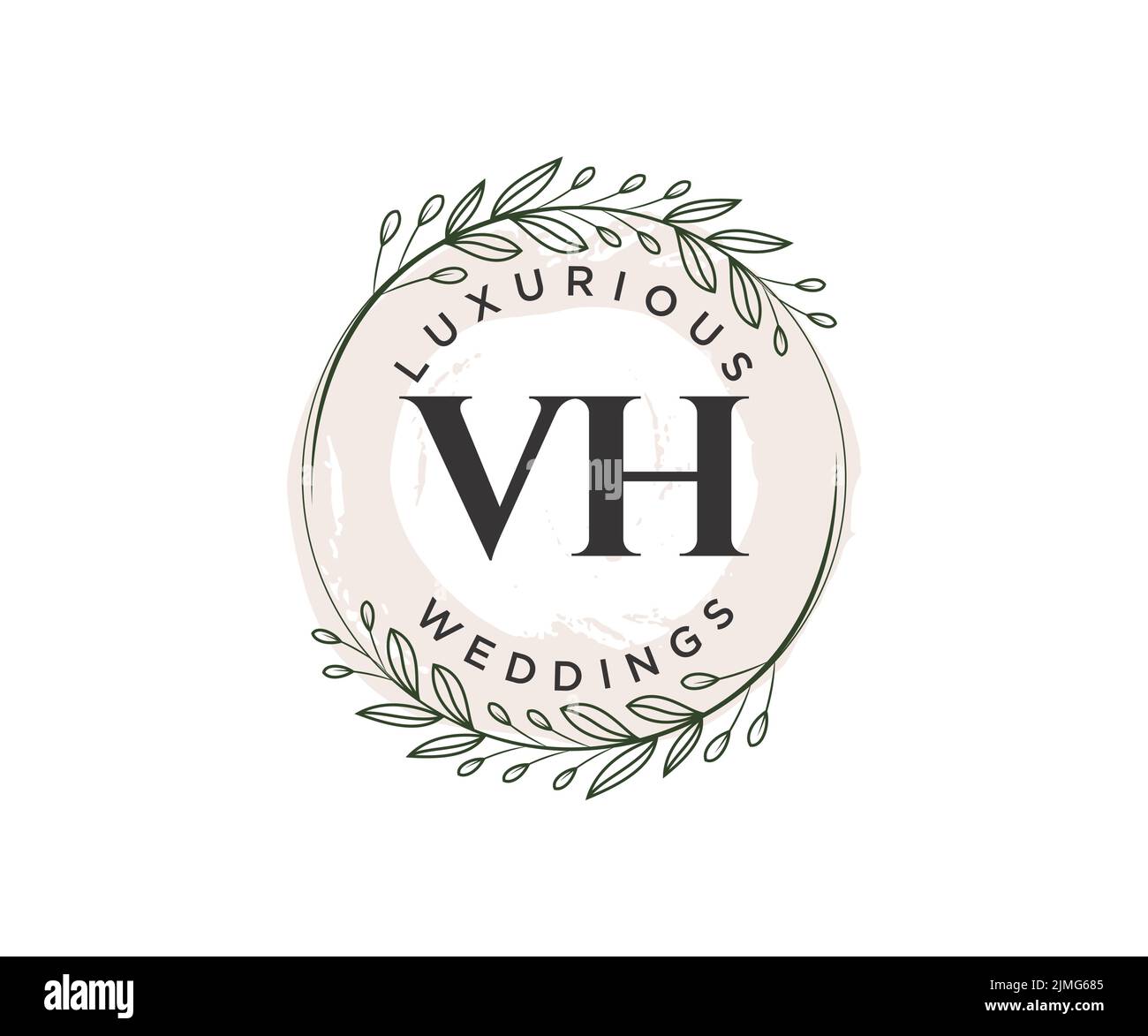 VH Initials letter Wedding monogram logos template, hand drawn modern ...