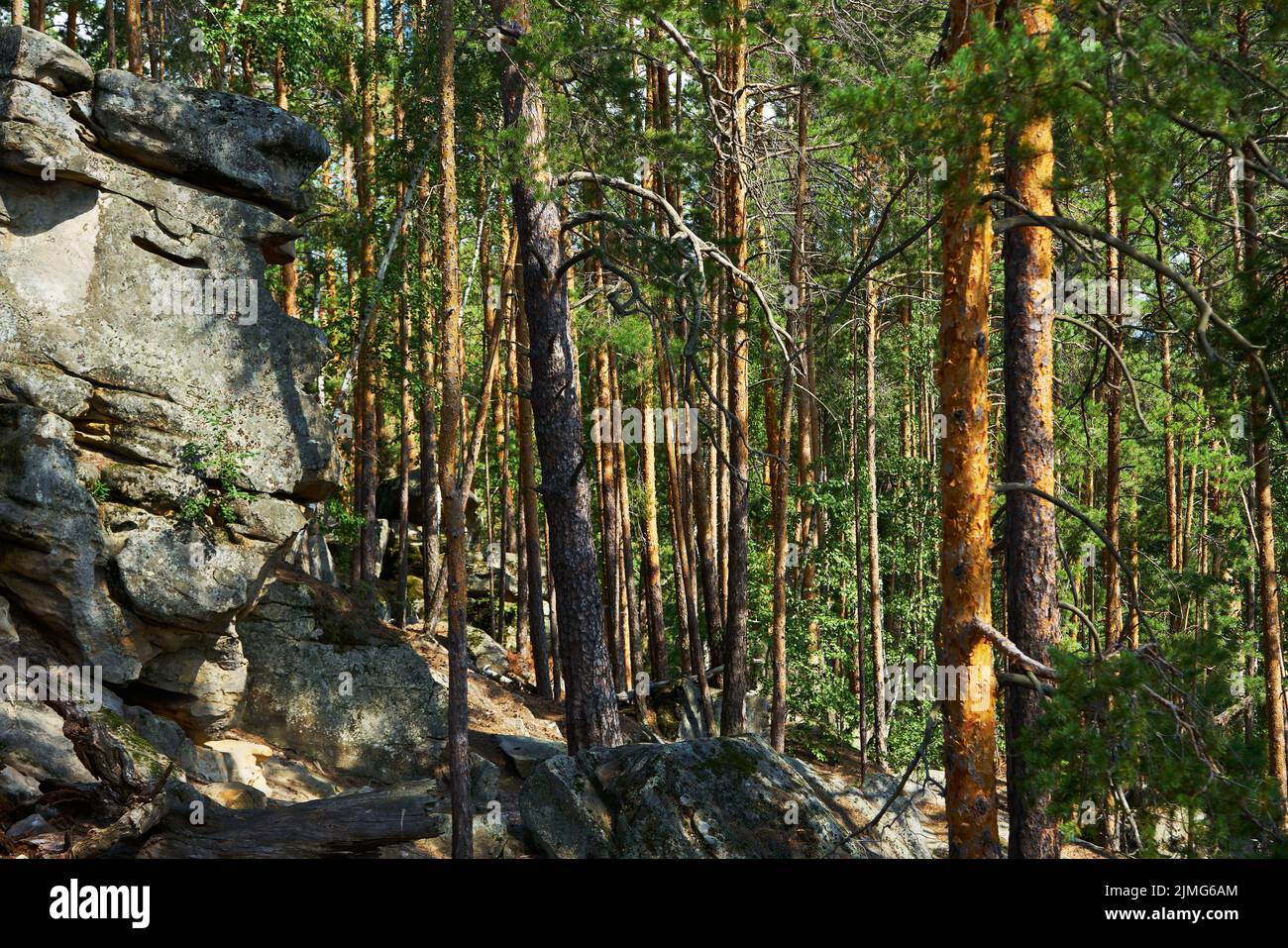 round rock formations attract climbers. sandstone rock towers polished ...