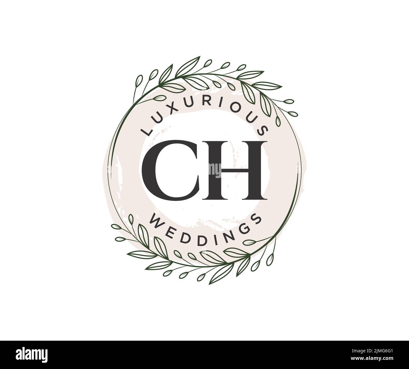 CH Initials letter Wedding monogram logos template, hand drawn modern ...
