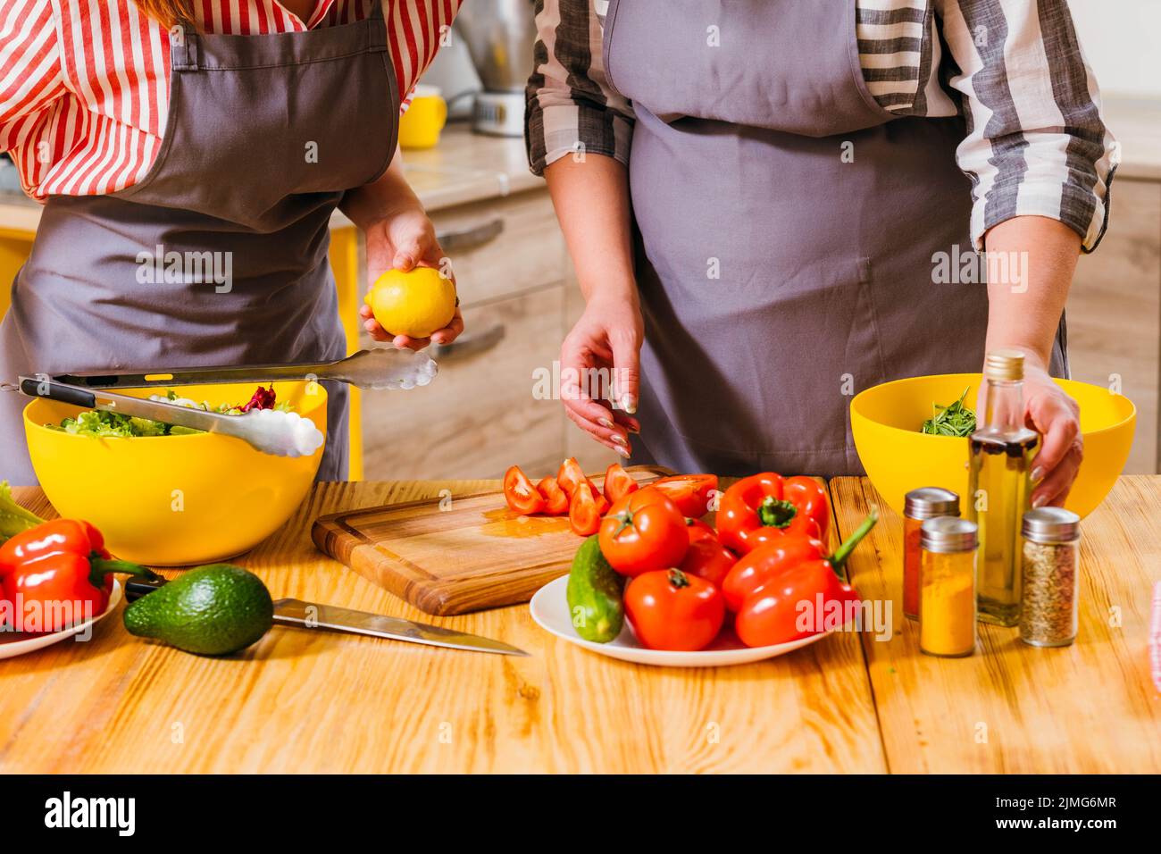 italian food recipe women cooking vegetable salad Stock Photo - Alamy