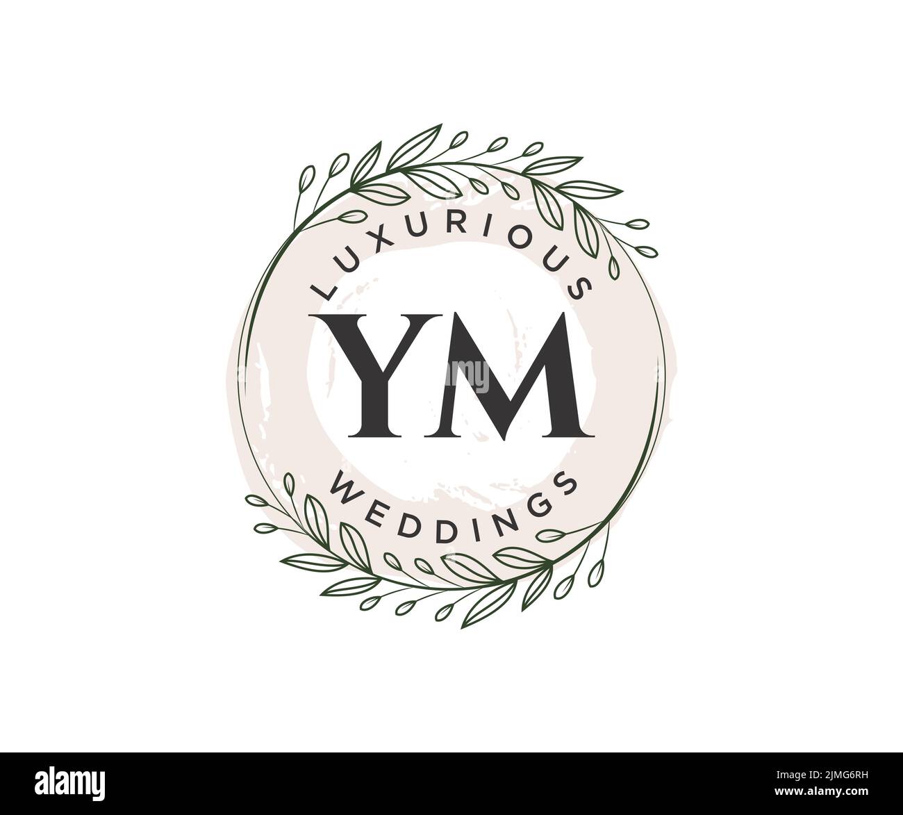 YM Initials letter Wedding monogram logos template, hand drawn modern ...