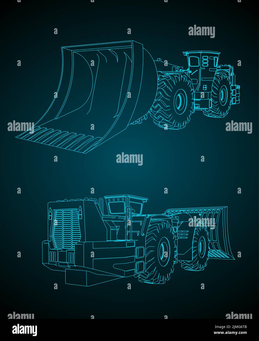 Stylized vector illustration of drawings of heavy loader Stock Vector ...