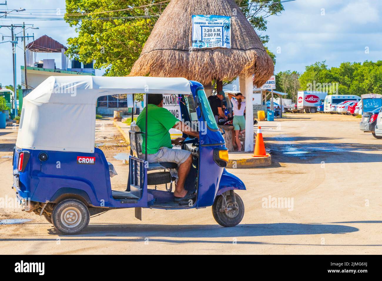 Blue auto rickshaw tuk tuk Puerto de ChiquilÃ¡ in Mexico Stock Photo ...