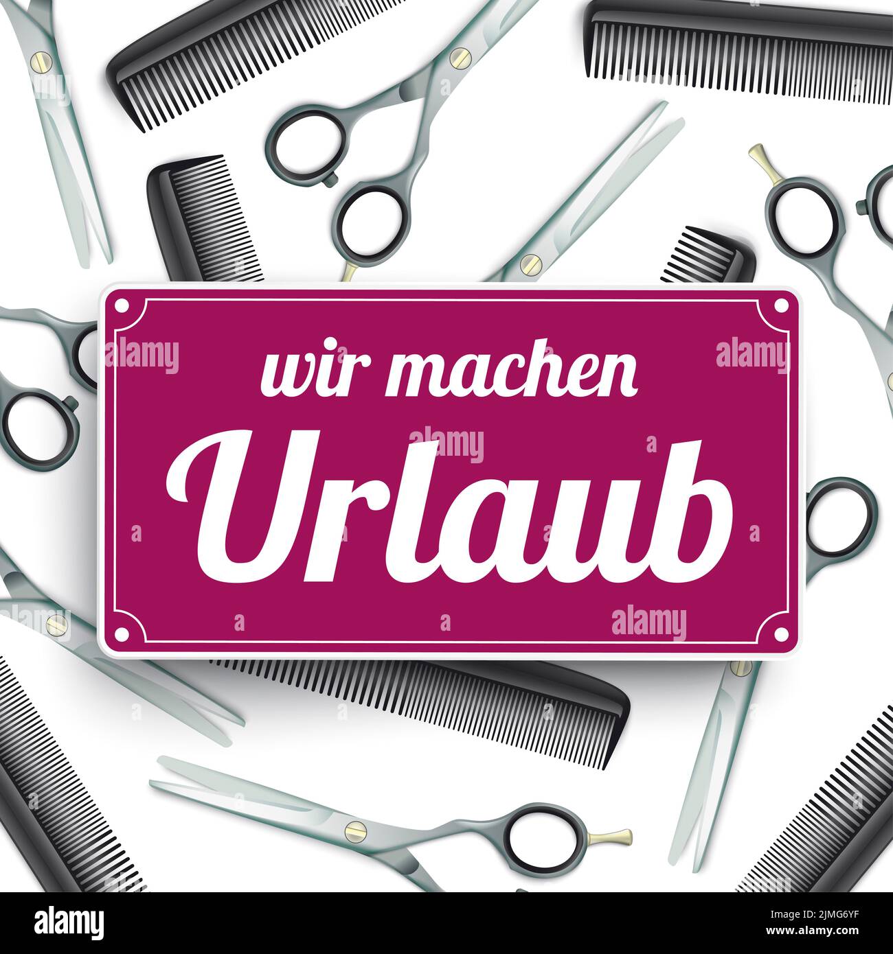 Scissors Combs Purple Urlaub White Background Stock Photo - Alamy
