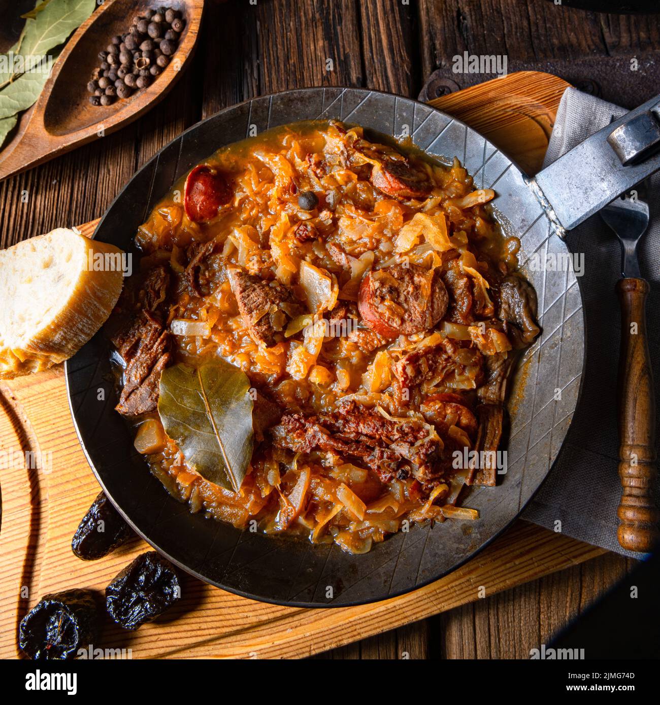 Polish bigos cooked according to an old recipe with wine and plum Stock ...