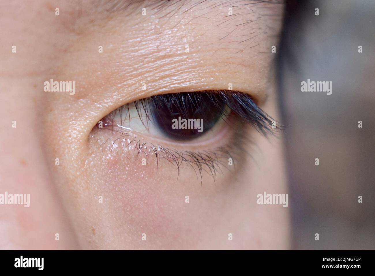 Southeast Asian, Chinese young man with single eyelid or monolid. A ...