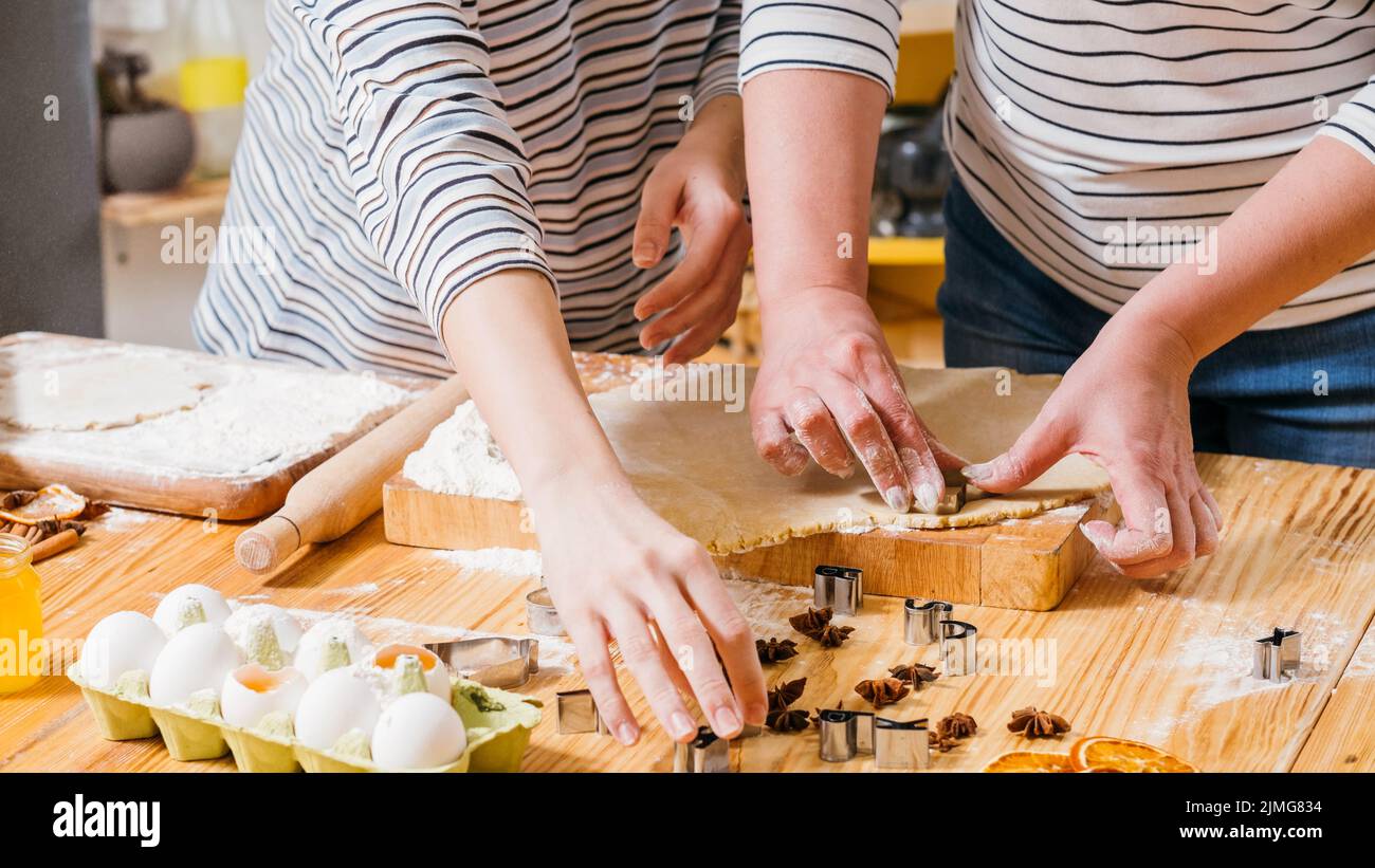 homemade pastry woman cutting dough biscuits Stock Photo - Alamy