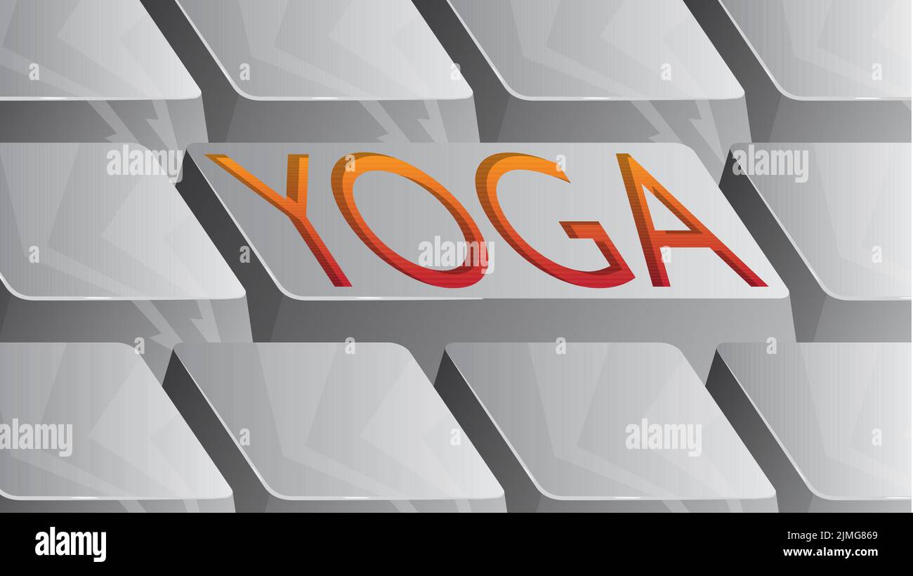 Computer Keyboard with Yoga text. Close-up of an electronic Computer ...