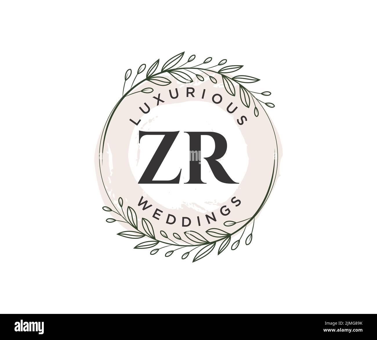 ZR Initials letter Wedding monogram logos template, hand drawn modern ...
