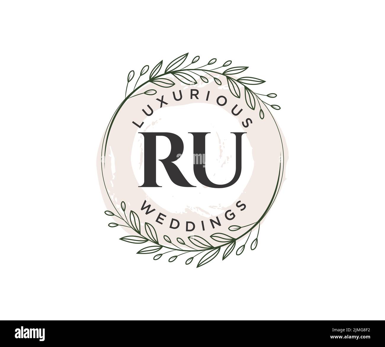 RU Initials letter Wedding monogram logos template, hand drawn modern ...