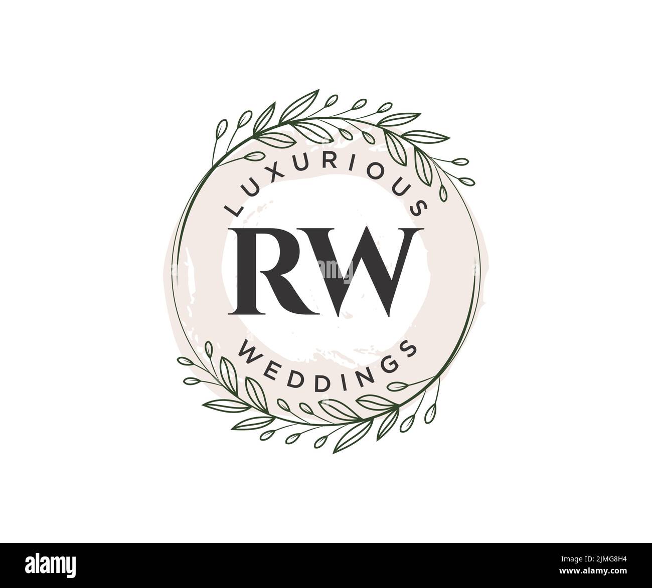 RW Initials letter Wedding monogram logos template, hand drawn modern ...