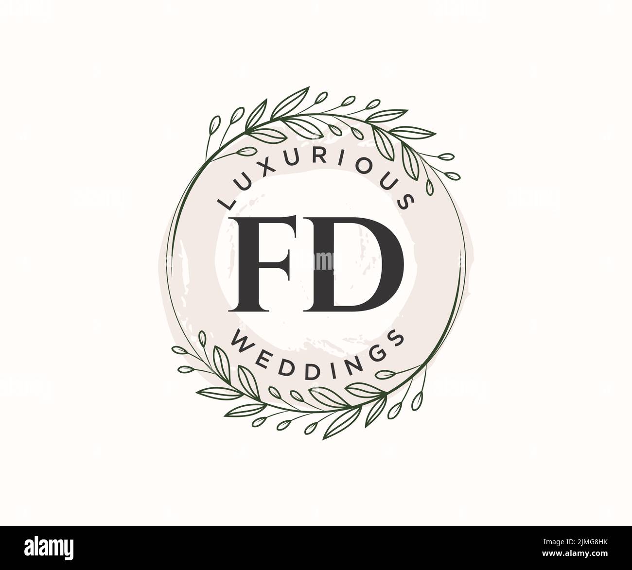 FD Initials letter Wedding monogram logos template, hand drawn modern ...