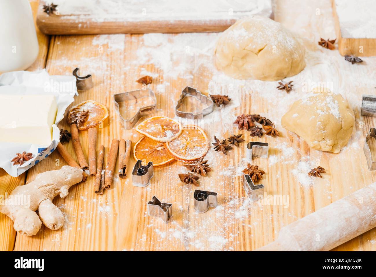 homemade pastry table mess gingerbread biscuits Stock Photo - Alamy
