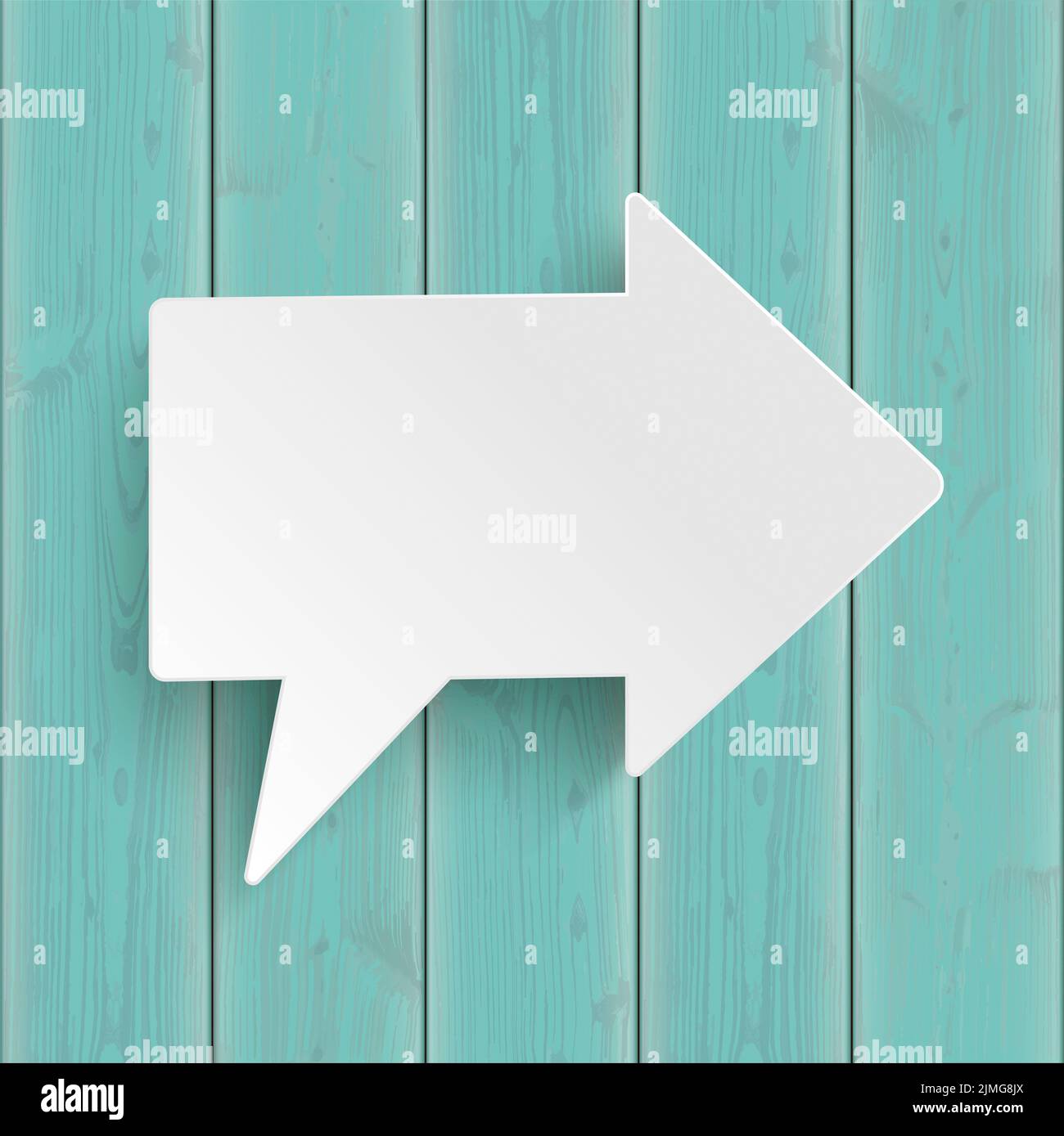 Cyan Wood Arrow Speech Bubble Stock Photo - Alamy