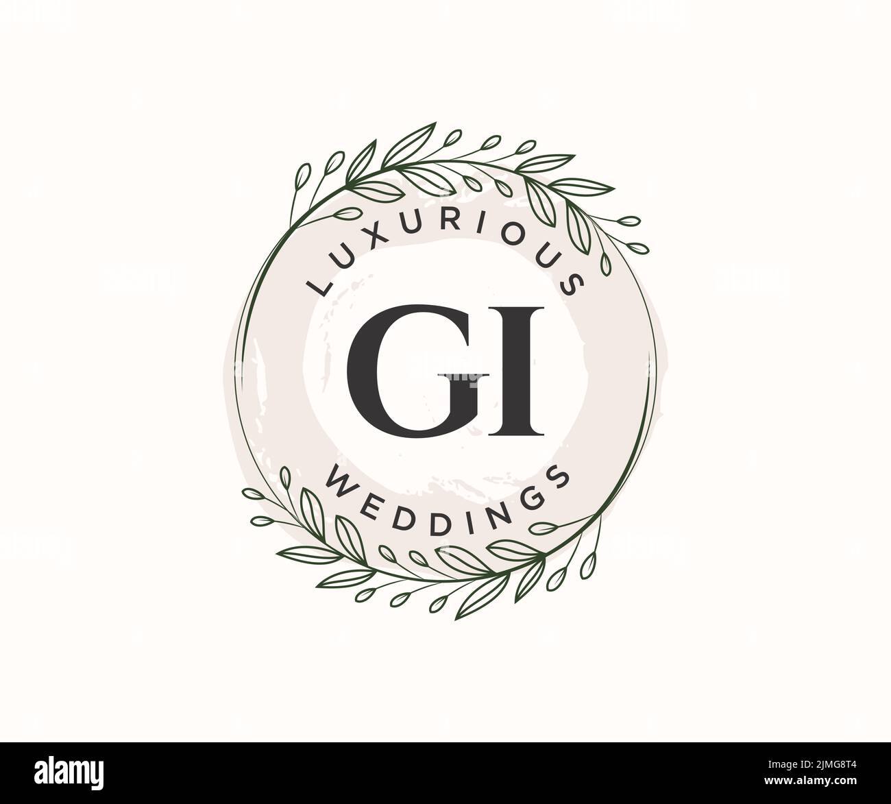 GI Initials letter Wedding monogram logos template, hand drawn modern ...