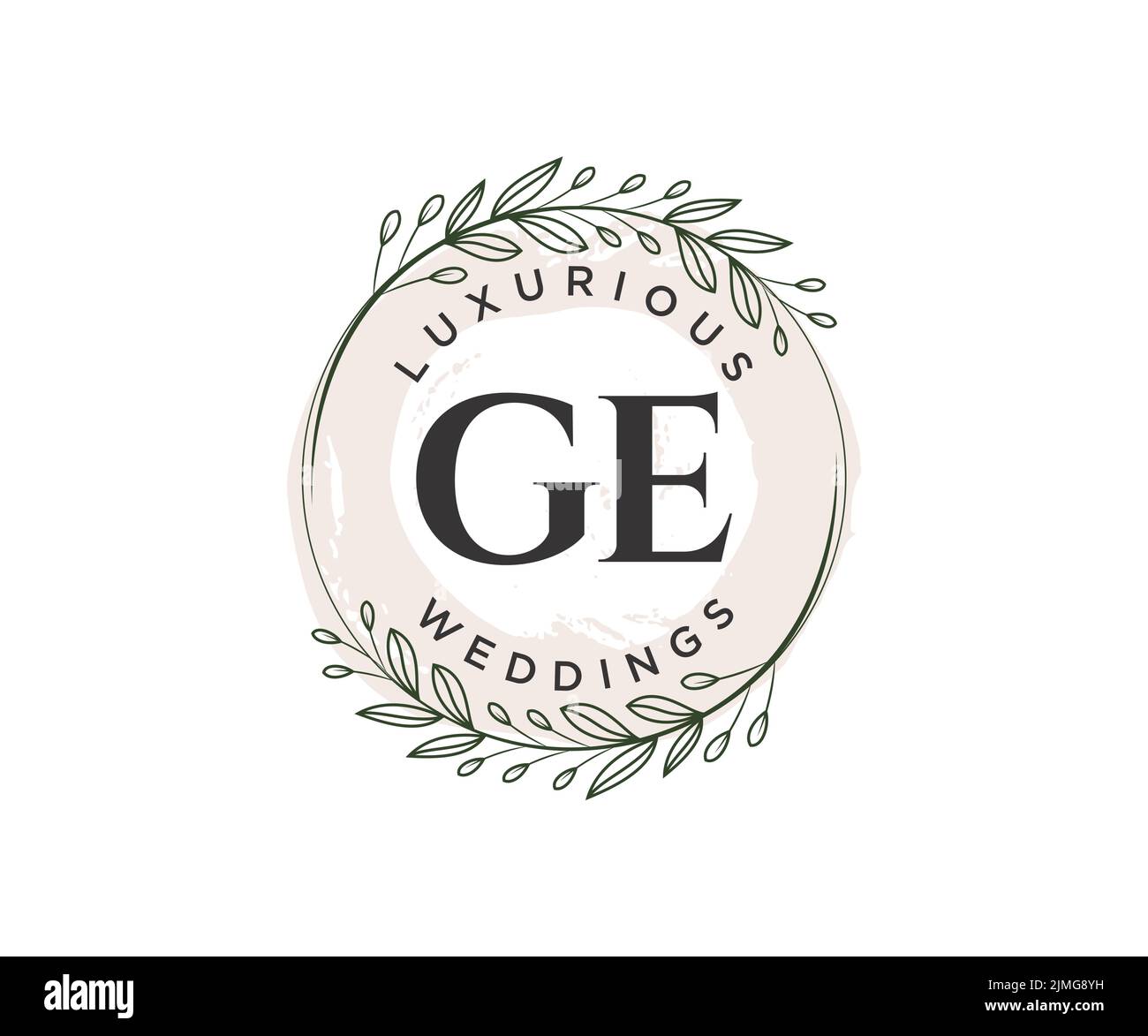 GE Initials letter Wedding monogram logos template, hand drawn modern ...