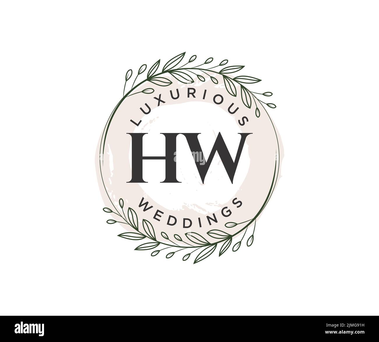 HW Initials letter Wedding monogram logos template, hand drawn modern ...