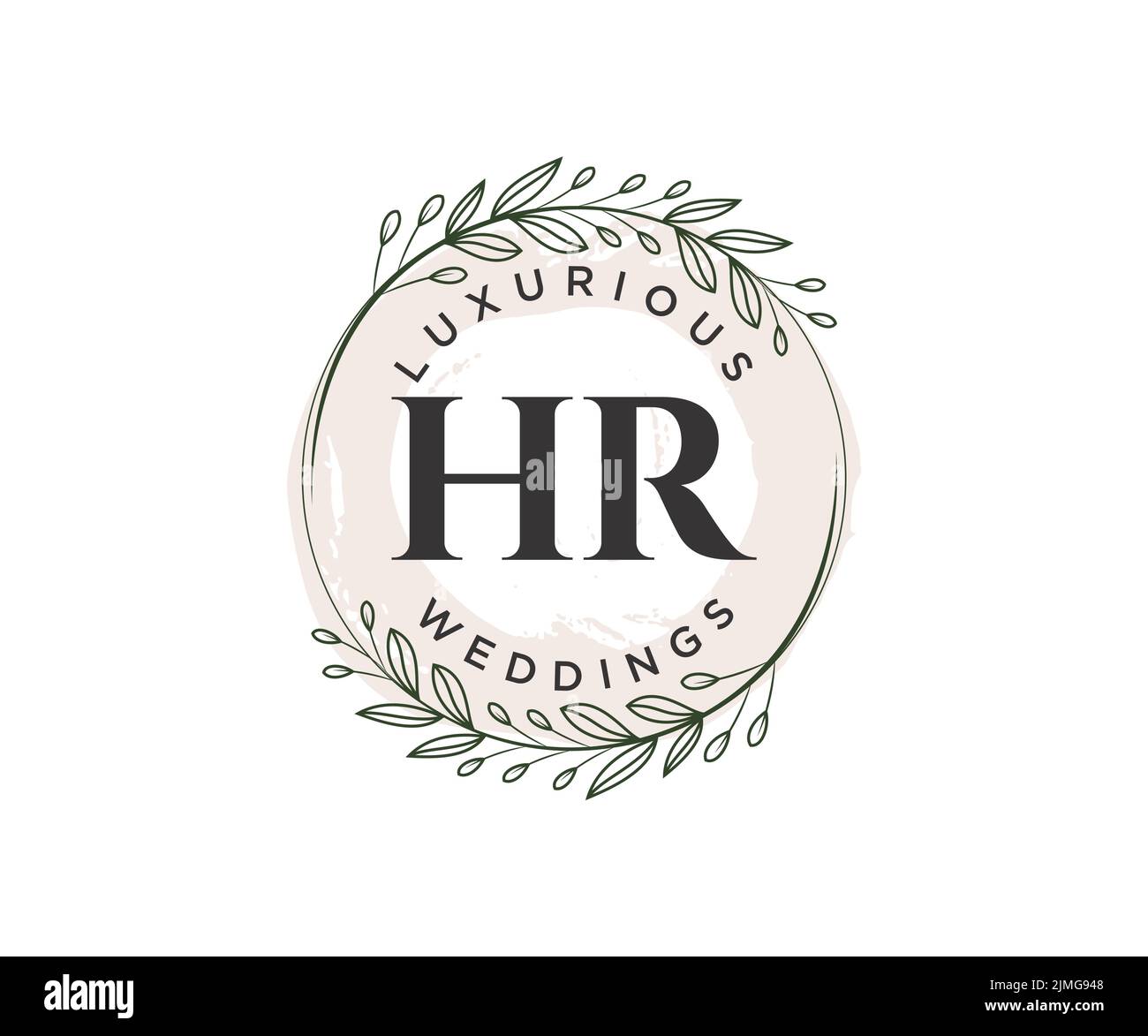 HR Initials letter Wedding monogram logos template, hand drawn modern ...
